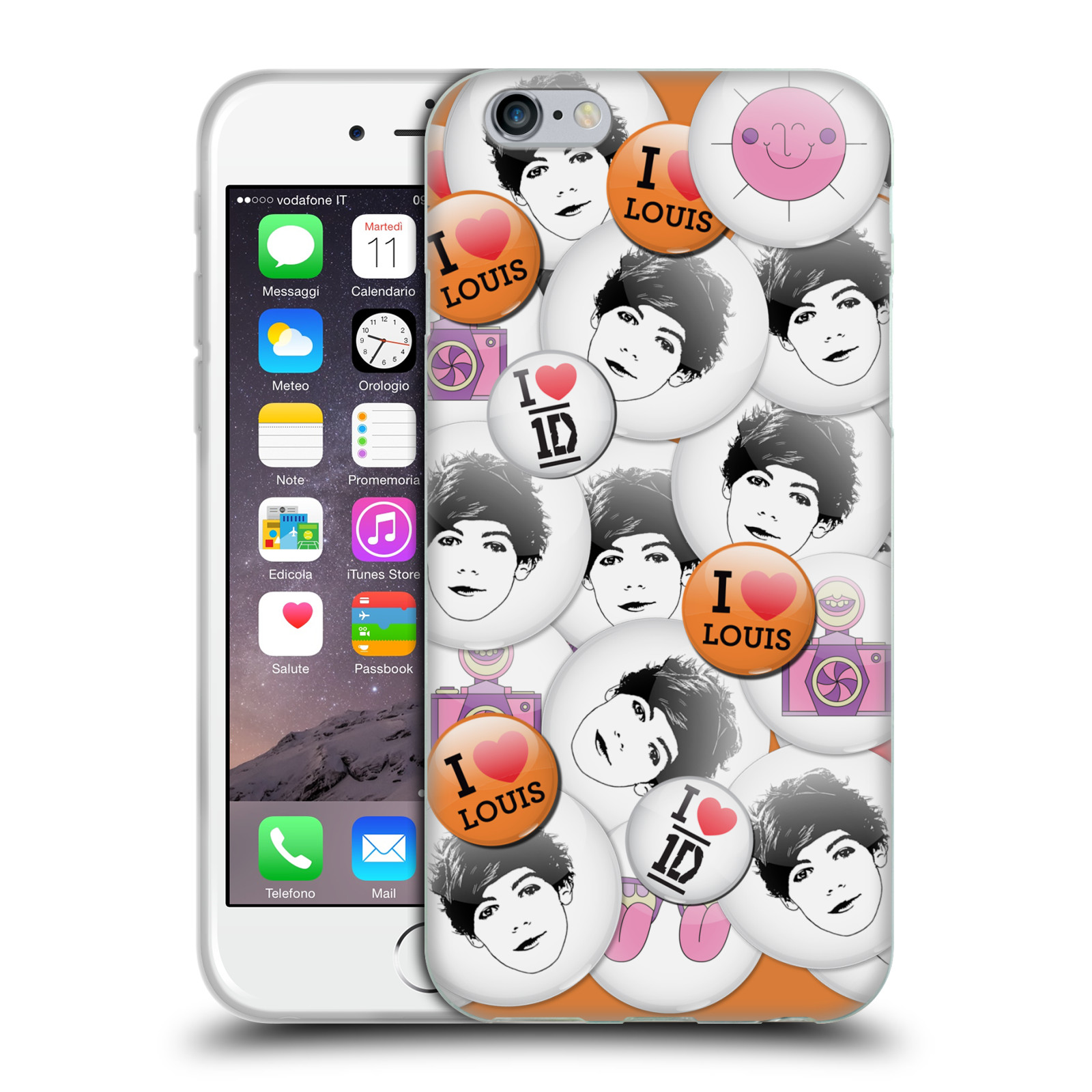 OFFICIAL ONE DIRECTION 1D BUTTON PINS SOFT GEL CASE FOR APPLE iPHONE ...