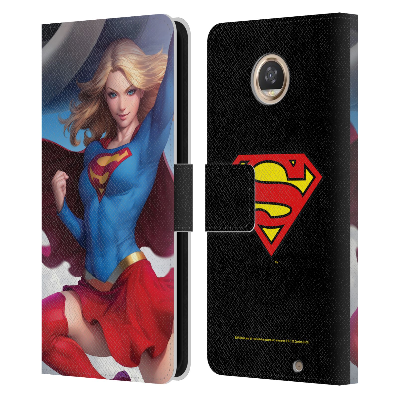 SUPERMAN DC COMICS SUPERGIRL COMIC ART LEATHER BOOK CASE FOR MOTOROLA ...